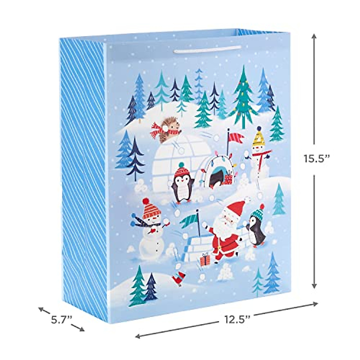 Hallmark 15" Extra Large Christmas Gift Bags (2 Bags: Pink and Blue, Penguins, Hedgehogs, Santa, Snowmen, Dog, Bunny Rabbits) for Kids, Grandchildren, Baby Showers
