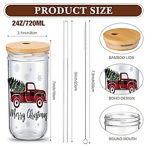 Tioncy 8 Sets Christmas Cups 24 oz Christmas Mason Jars with Lid and Straw Christmas Tumbler Drinking Glasses Coffee Cups Glassware Water Bottles Xmas Gift for Women Kids Men(Stylish)