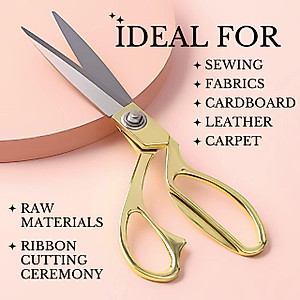 10.5" Heavy Duty Gold Scissors – Sharp Stainless Steel Scissors Gold 10.5 Inch All Purpose Scissors Professional Scissors Heavy Duty Grand Opening Scissors Best Gold Scissors for Office