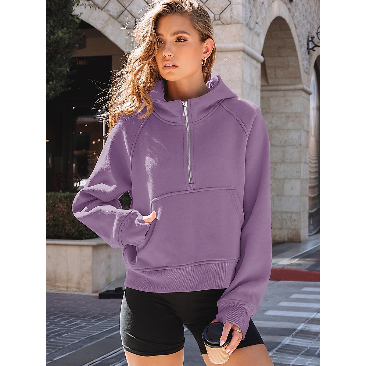 AUTOMET Womens Hoodies Fleece Fall Fashion Outfits Workout Sweatshirts Winter Jackets Oversized Pullover Tops Clothes 2025 Purple S