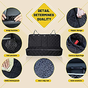 njnj Back Seat Cover Protector for Kids - Waterproof Bench Dog Car Seat Cover Compatible for Middle Seat Belt, Nonslip, Strong Durable Dog Seat Cover, Universal Size Fits for Cars, Trucks & SUVs