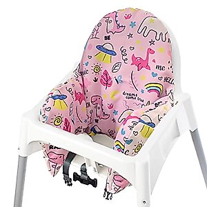High Chair Cushion with Cover for IKEA Antilop High Chair, MISSEIAR Wooden High Chair Pad Pillow, Cushion Insert for Replacement, Built-in Inflatable Cushion (Pink)