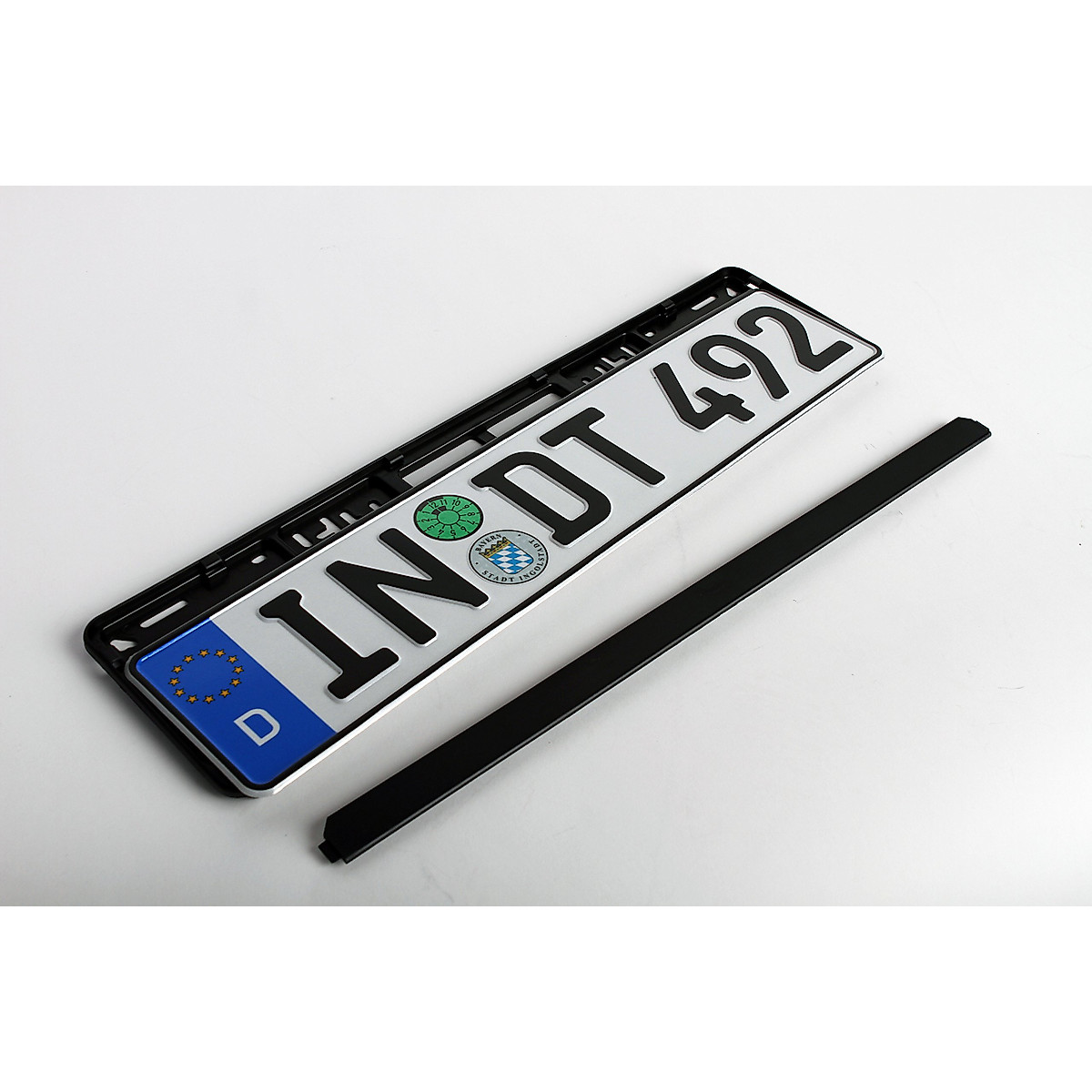 Standard Black Euro License Plate Holder - Universal Mounting Frame/Bracket