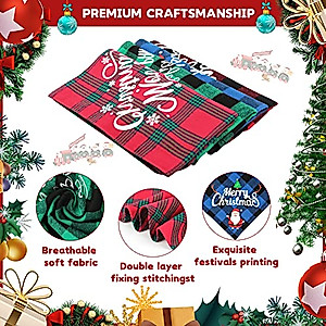 Bonjin 4 Pack Dog Bandana Christmas Classic Plaid, Pet Scarf Triangle Reversible Bibs Kerchief, Full of Chirstmas Element Patterns Pet Bandana, for Small Medium Large Dogs Cats Pets