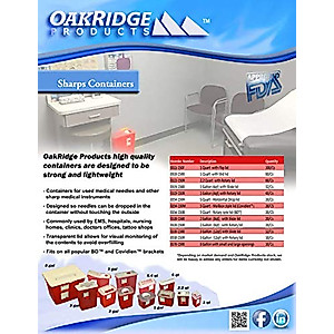 OakRidge Products 5 Quart Size (Pack 2) Sharps Container, Touchless Disposal