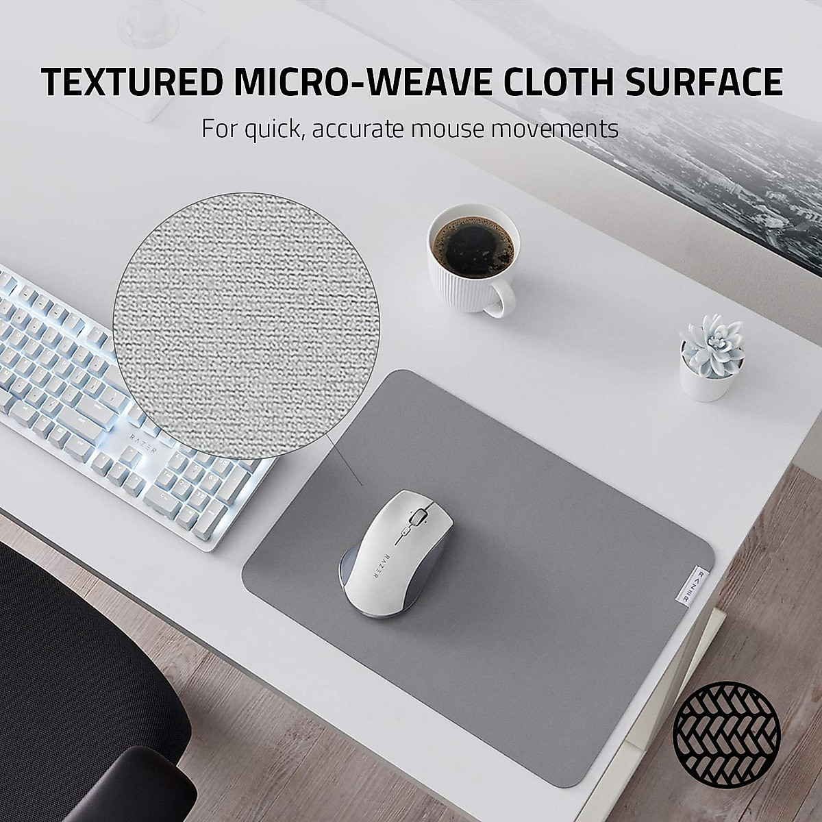 Razer Pro Glide Soft Mouse Mat: Thick, High-Density Rubber Foam - Textured Micro-Weave Cloth Surface - Anti-Slip Base - Medium Size