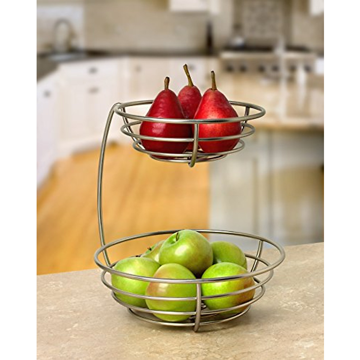 Spectrum Diversified Arched 2-Tier Server for Storage and Organization of Fruit Vegetables Produce and More, Satin Nickel