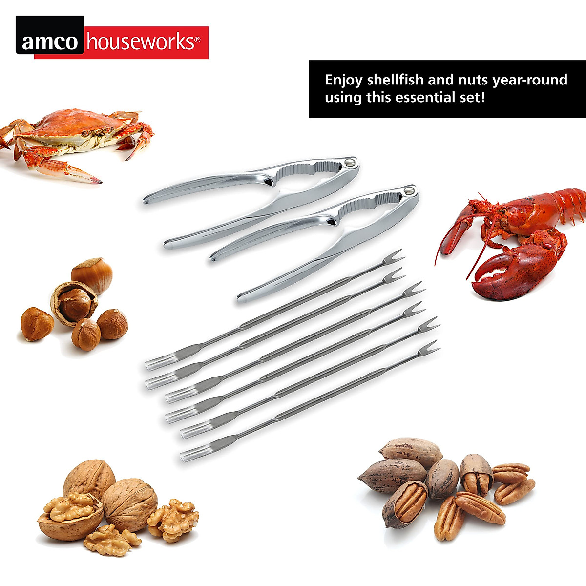 Amco Seafood Tool Set, 1 EA, Silver