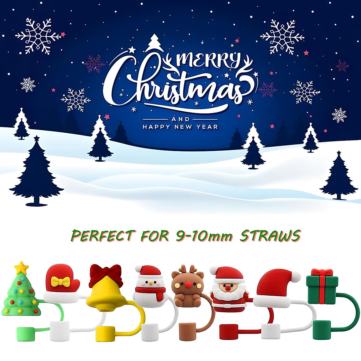 Straw Cover Cap for Stanley Cup, 8pcs 10mm 0.4in Diameter Reusable Dust-Proof Straw Topper Compatible with Simple Modern and Tumbler with Lid and Straw, Christmas Gifts