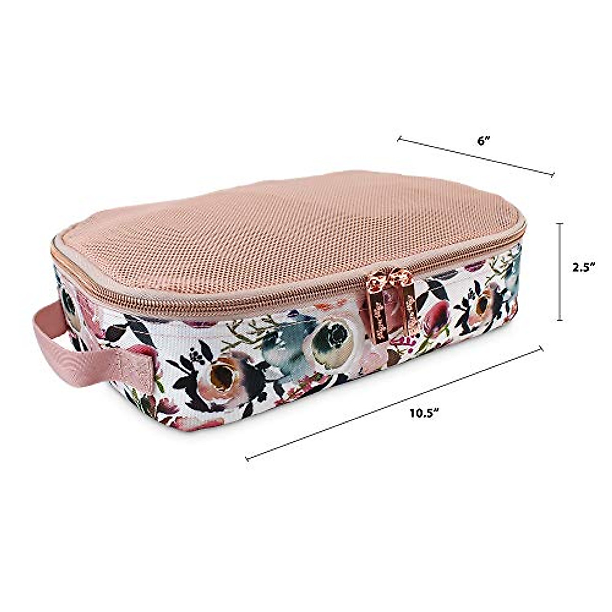 Itzy Ritzy Packing Cubes for Travel – Set of 3 Packing Cubes or Travel Organizers; Each Travel Cube Features a Mesh Top, Double Zippers and a Fabric Handle (Blush Floral)