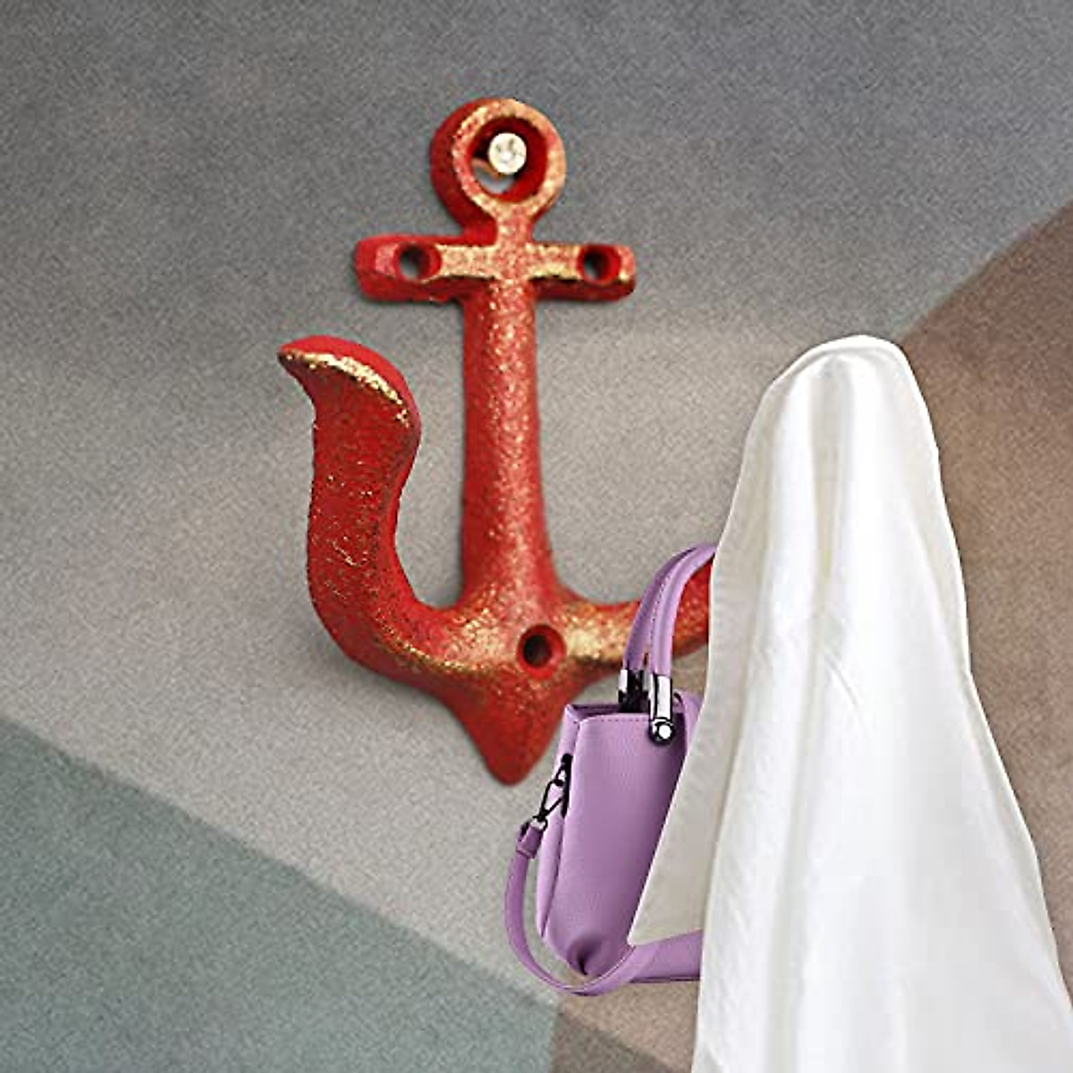 RENXI American-Style Rustic Ironwork Decorative Metal Hooks (Four Sea Anchor Hooks)