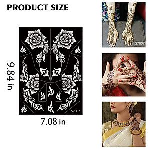 PPVWEY 10 Sheets Henna Tattoo Stencils 10 Pair Arm Hand Henna Tattoo Template Temporary Indian Arabian Glitter Airbrush Tattoo Stickers for Face Body Paint DIY (Black)