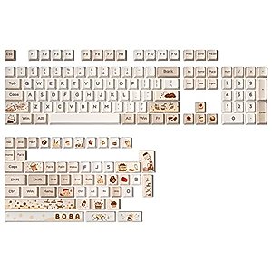 YUNZII Boba Dye Sub PBT Keycaps,154 Full Keys Dye Sublimation PBT Custom Keycaps with Key Puller for Cherry Gateron MX Switches Mechanical Gaming Keyboard (Cherry Profile, Boba)