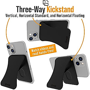 Scooch MagSafe Wallet for Men and Women [MagWallet] for iPhone with Phone Stand and Phone Grip [Car Mount Compatible] Hidden Wallet, Holds 3 to 4 Cards, 5-in-1 MagSafe Card Holder (Black)