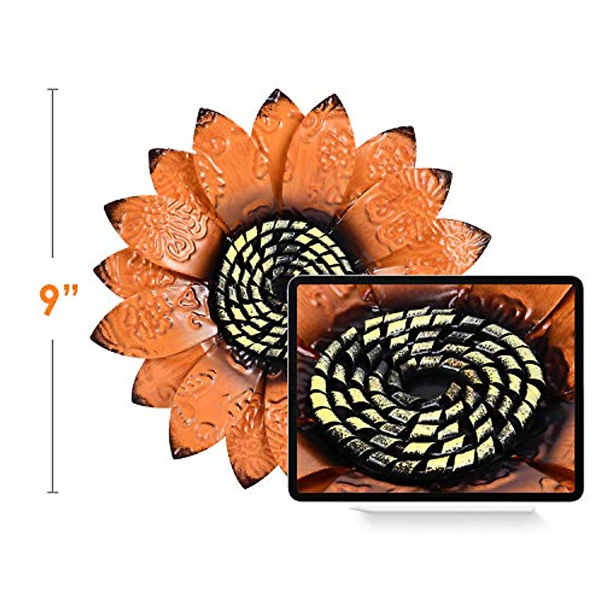 YEAHOME Metal Flower Wall Decor - 9 inch Wall Art Decorations Sunflower Spring Yard Garden Decor Hanging for Bathroom, Bedroom, Living Room - Office/Home Spring Decorations Boho Art, Set of 3 Handmade Gift for Indoor or Outdoor