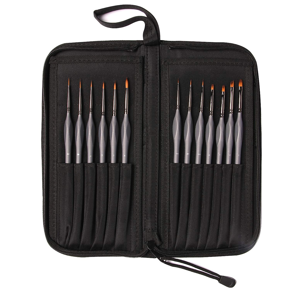 Miniature Painting Kit - (Set of 13) Micro Detail Paint Brushes with Black Carrying Case for Painting Action Figures, Models, Nail Art, Fantasy Nails, Acrylic, Oil, Detail Art, Stained Glass and More