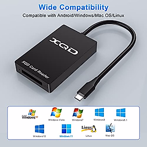 USB C XQD Card Reader, 5Gbps Type C XQD Memory Card Reader Compatible with Sony G/M Series USB Mark XQD Card, Lexar 2933x/1400x USB Mark XQD Card for Android/Windows/Mac OS/Linux/iPhone 16 15