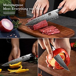 SHAN ZU 3PCS Kitchen Knife Set,Chef Knife Set in Powder Steel, Ultra Sharp Japanese Knife Set High Carbon Steel Knives Sets, Cooking Knives Set with Ergonomic Pakkawood Handle