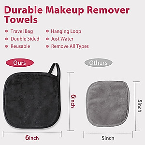Makeup Remover Cloth, 6" x 6" Makeup Remover Towels Reusable Face Cloth for Washing Face, Makeup Remover Pads Microfiber Face Washcloth with Mesh Bag, 12 Pack, Grey