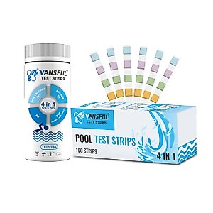 VANSFUL 4 in 1 Pool Test Strips 100 Count, SpaTest Strips, Hot Tubs Water Quality Testing kitat Home Free Chlorine, Total Bromine, Total Alkalinity, pH
