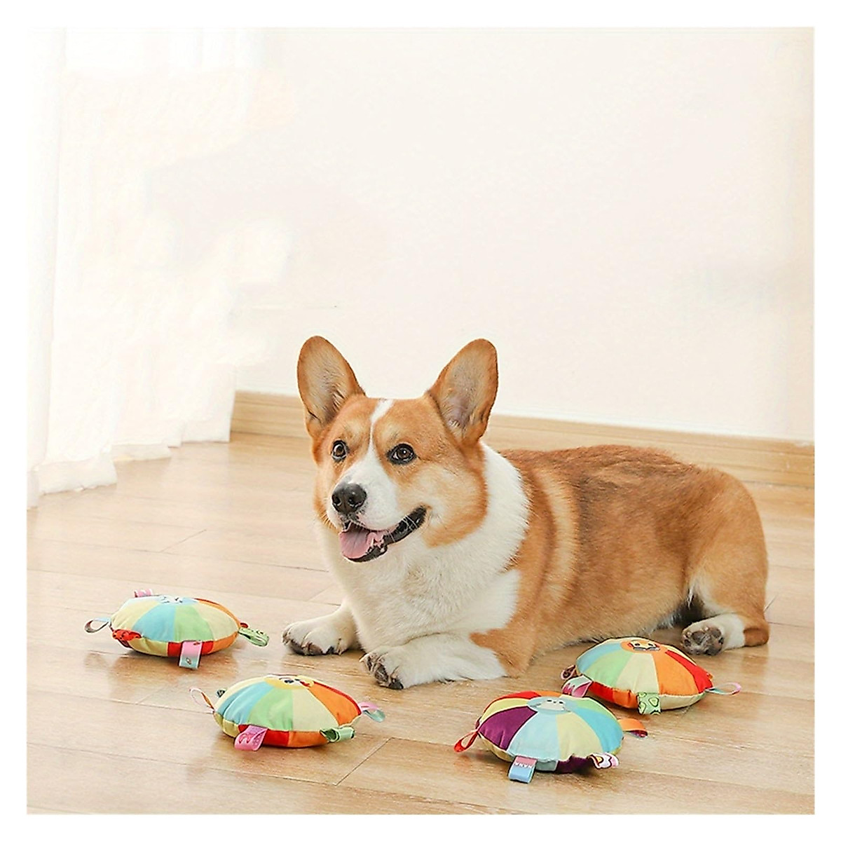 SDCJLEMAXGT Cartoon Patterned Plush Flying Disk Toy with Sounding Bell for Dogs, Interactive Training and Dental Health Chew Toy, Multiple Designs(Shark)