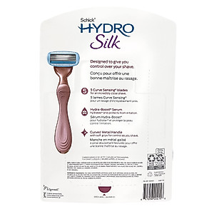 Schick Hydro Silk Moisturizing Razor for women, with premium Rose Gold Metal handle and 9 Cartridge Refills