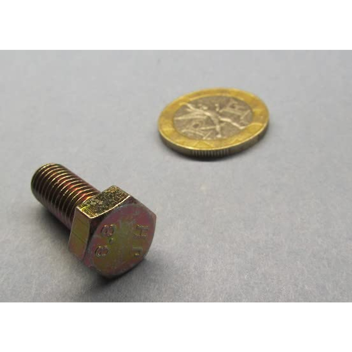 Class 8.8 Yellow Zinc Steel Bolts FT M8 x 1.25 mm x 20 mm Long 10 pcs