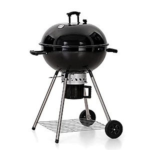 MFSTUDIO 22" Kettle Charcoal Grill, Porcelain-Enameled Lid and Bowl with Slide Out Ash Catcher for BBQ, Patio, Backyard, Picnic, Black
