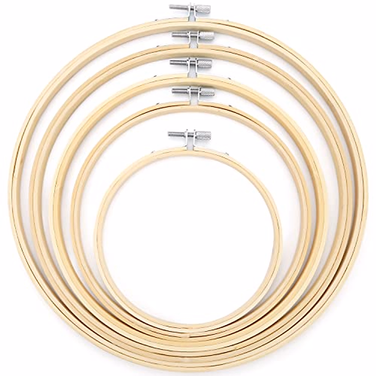 Aoibrloy 5 Pieces Embroidery Hoops Set, 5 Size Bamboo Cross Stitch Hoop 5 Inch to 10 Inch Circle Embroidery Ring for Embroidery, Cross Stitch, Sewing