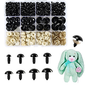 XKDOUS 260PCS Plastic Safety Eyes with Washers, 6-18 mm, 8 Sizes Safety Eyes for Crochet Crafts, DIY Crafts, Stuffed Animals
