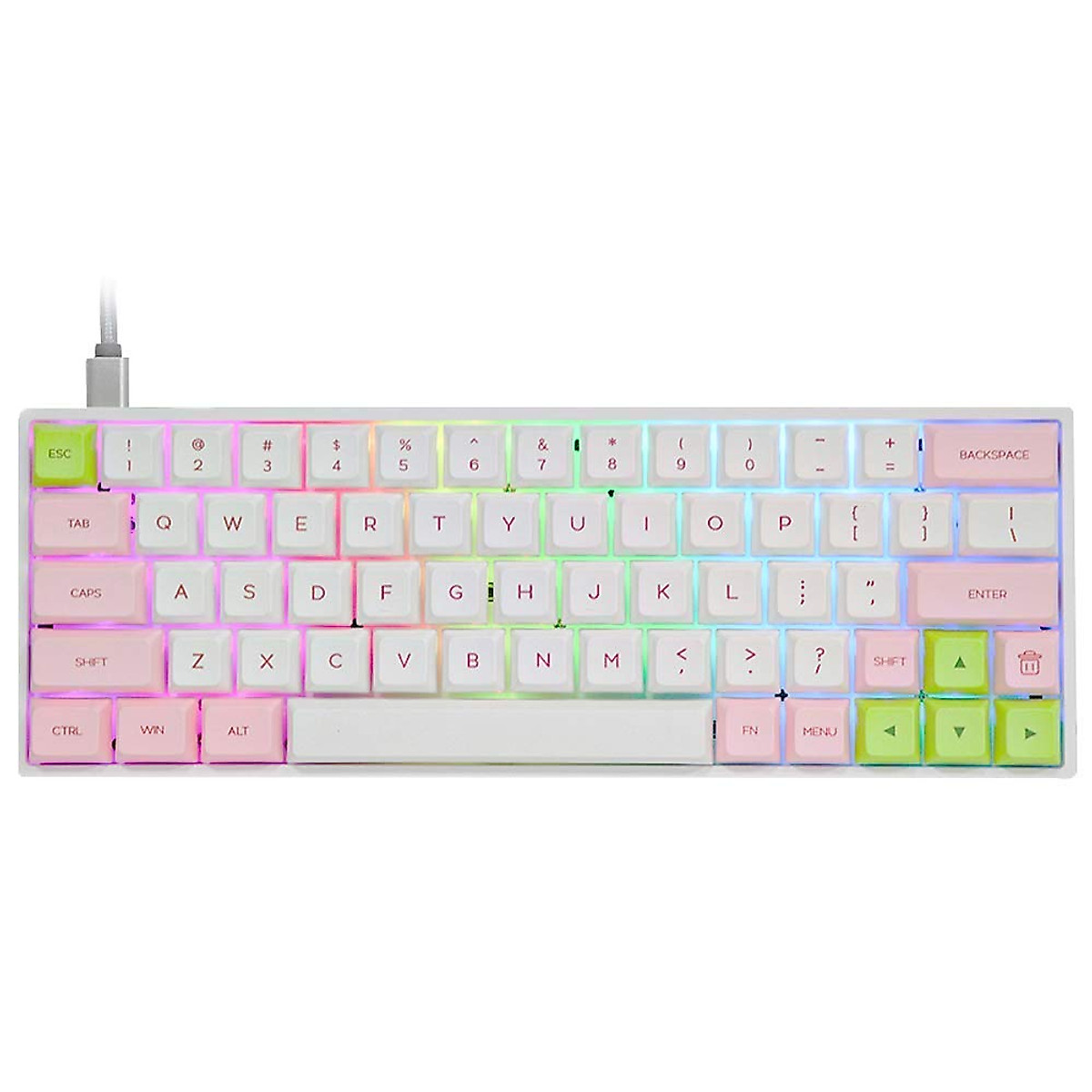 EPOMAKER SK64S Hot Swappable Bluetooth 5.1 Wireless/Wired Mechanical Keyboard with RGB Backlit, PBT Keycaps for Win/Mac/Gaming (Gateron Optical Red, Pink White)