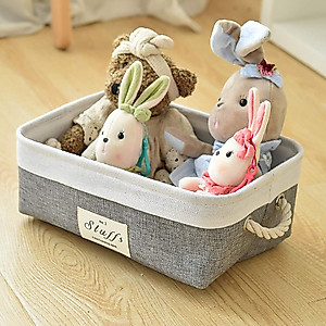 INough Dog Toy Box Gift Basket Pet Supplies Low Storage Basket for Dog Stuff Rectangle Dog Toys Bin Collapsible Small Basket for Closet, Baskets for Organizing Baby Kids (Rectangle)