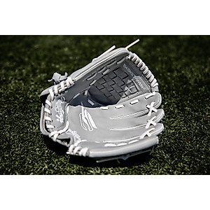 Rawlings Sure Catch Series Fastpitch Softball Glove, Teal/Grey/White, Right Hand Throw, 11 inch (SCSB110M-6/0 11 BSK/NFC)