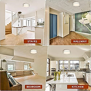 VICNIE Flush Mount Light Fixture, 12 inch 15W 1100 Lumens LED Ceiling Lights, Dimmable 3000K Warm White, ETL Listed for Kitchen, Hallway, Bedroom, Stairways (Metal Body and Acrylic Shade)