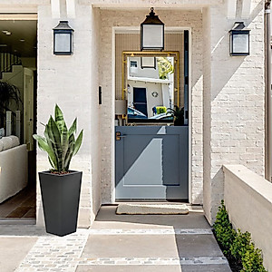 LuxenHome Tall Planters for Indoor Plants, Tapered Black Planters for Outdoor Plants, 18.5" Plant Pots Outdoor/Indoor, Large Flower Planter Pot, Rectangular Planter Garden Pots, Macetas para Plantas