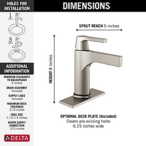 Delta Faucet 574T-DST, Chrome Zura Single Handle Centerset Lavatory Faucet with Touch2O.xt Technology