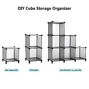 ANWBROAD Cube Storage Organizer 6-Cube Closet Organizers and Storage DIY Modular Plastic Closet Cabinet Book Shelf Cubes Organizer Storage Shelving for Home Bedroom Office Living Room Gray ULCS006H