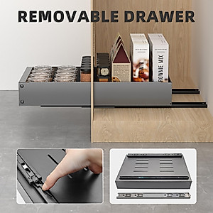 Laloton Pull Out Cabinet Organizer, Cabinet Pull Out Shelves 11.8" W x 16.9" D, Pull Out Drawers for Cabinets, Heavy Slide Drawers Fixed with Adhesive Nano Film Fixed, for Kitchen, Bathroom (Grey)