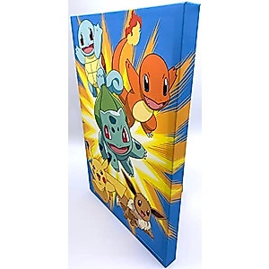 Silver Buffalo Pokémon 13" x 19" Canvas Wall Art - Pikachu Eevee Charmander Squirtle Bulbasaur - Group Pokemon Picture Poster