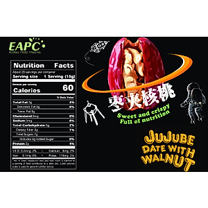 EAPC Dried Date and Walnut, 20 Individually Wrapped for Freshness, Healthy Snack No Sugar Added Seedless Dried Jujube Dates with Walnut, Perfect Holiday Birthday Gift for Friends & Family, 300g/10.6oz