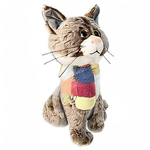 WEWINYTQ Cuddly Deluxe Cat Plush Toy, Soft Kitten Stuffed Animal Kitty Doll Toy Gifts for Kids Children’s Day, Birthday, Valentine, Christmas White and Brown –10 inch