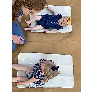 SONDER Double Sided Vegan Leather Changing Mat - Infant and Toddler Multipurpose Portable Waterproof Diaper Pad - Compact for Travel - Deluxe Diaper Changer (16" x 27", Honey Gold + Ivory)