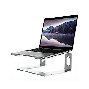 ALASHI Laptop Stand for Desk, Aluminum Computer Riser, Ergonomic Notebook Holder, Detachable Metal Laptops Elevator, PC Cooling Mount Support 10 to 15.6 Inches Notebook, Silver