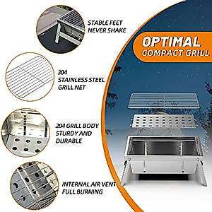 𝗕𝗮𝗿𝗯𝗲𝗰𝘂𝗲 𝗚𝗿𝗶𝗹𝗹𝘀,Portable 𝗖𝗵𝗮𝗿𝗰𝗼𝗮𝗹 Small Grill Foldable Grill for Travel, grills outdoor cooking, 𝐂𝐚𝐦𝐩𝐢𝐧𝐠 𝐬𝐦𝐨𝐤𝐞𝐫 𝐁𝐁𝐐 𝐆𝐫𝐢𝐥𝐥𝐬, Stainless Steel Table Top Grill Charcoal for Outdoor Cooking,Camping,Backyard Barbecue 。