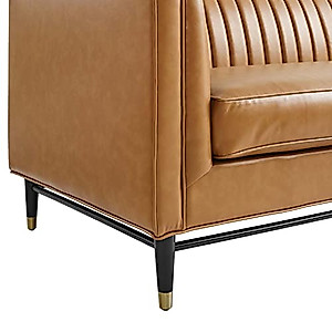 Modway Devote Channel Tufted Vegan Leather, Sofa, Tan