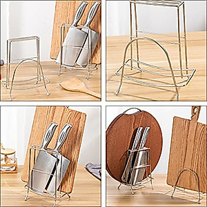 Housoutil Stainless Steel Kitchenware Storage Organizer Racks Multi Layer Function Cutting Board Holder Pot Lid Chopping Board Rack Stand Silver