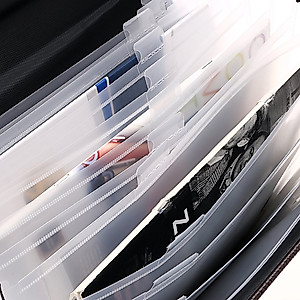 BTSKY PU Leather Expanding File Folders-13 Pockets A4 Letter Size Paper File Folder Accordion Business Document Organizer with Fasteners and Tabs (Brown)