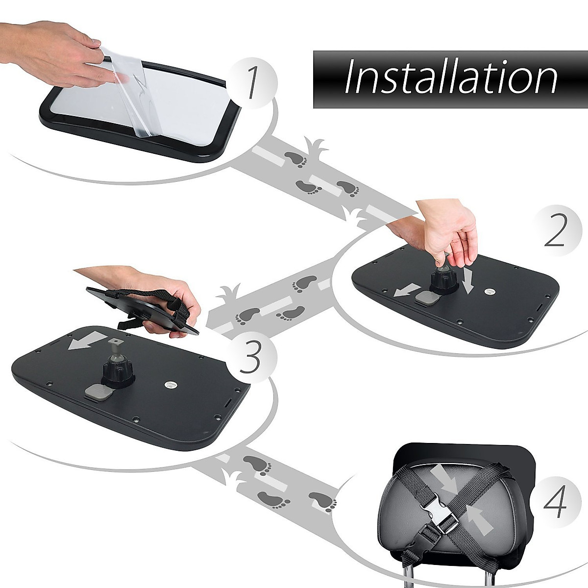 LanChuon Safety Baby Car Mirror for Back Seat, Updated Large and Stable Rear Facing Car Seat Baby in-Sight Shatterproof Mirror with Cloth, Adjustable Double Strip, 11.8 Inch Long