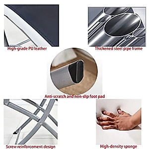 Computer Desk Chairs for Adults no Wheels,Chairs for bedrooms Comfy,Folding Office Chair with Pu Leather Padded Seat,Home Office Desk Chair Ergonomic,330-Pound Capacity 1 Piece,Black