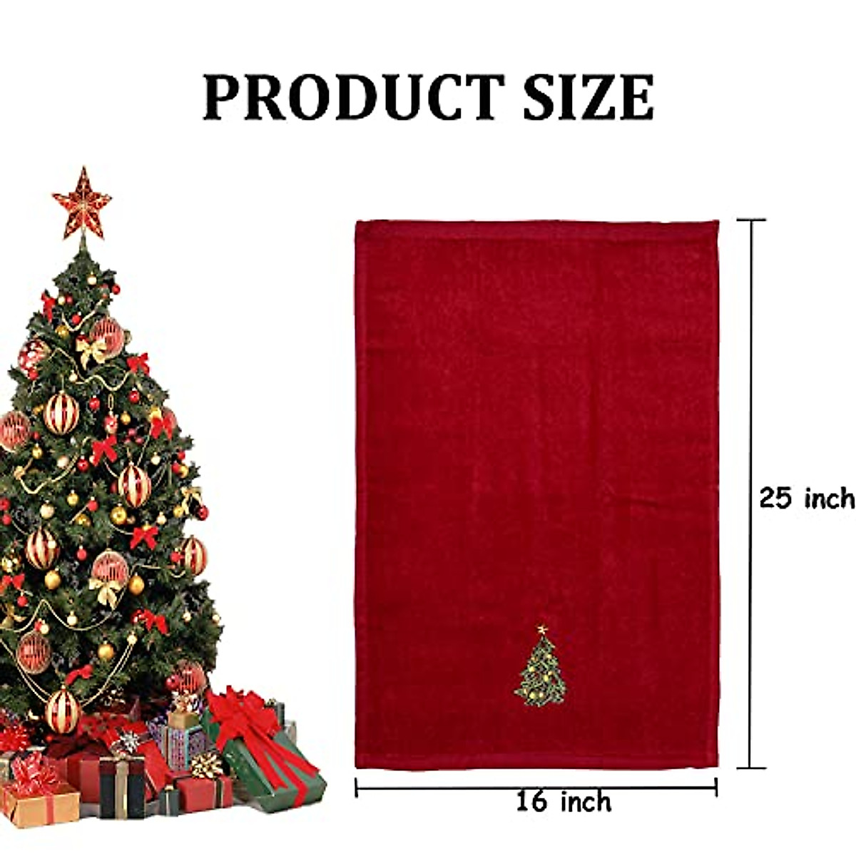 Christmas Hand Towels for Bathroom 16 x 25 inch, 3 Pack Embroidery Design 100% Cotton Super Soft and Absorbent Dish Towels , for Holiday, Kitchen, Drying, Cleaning Gift
